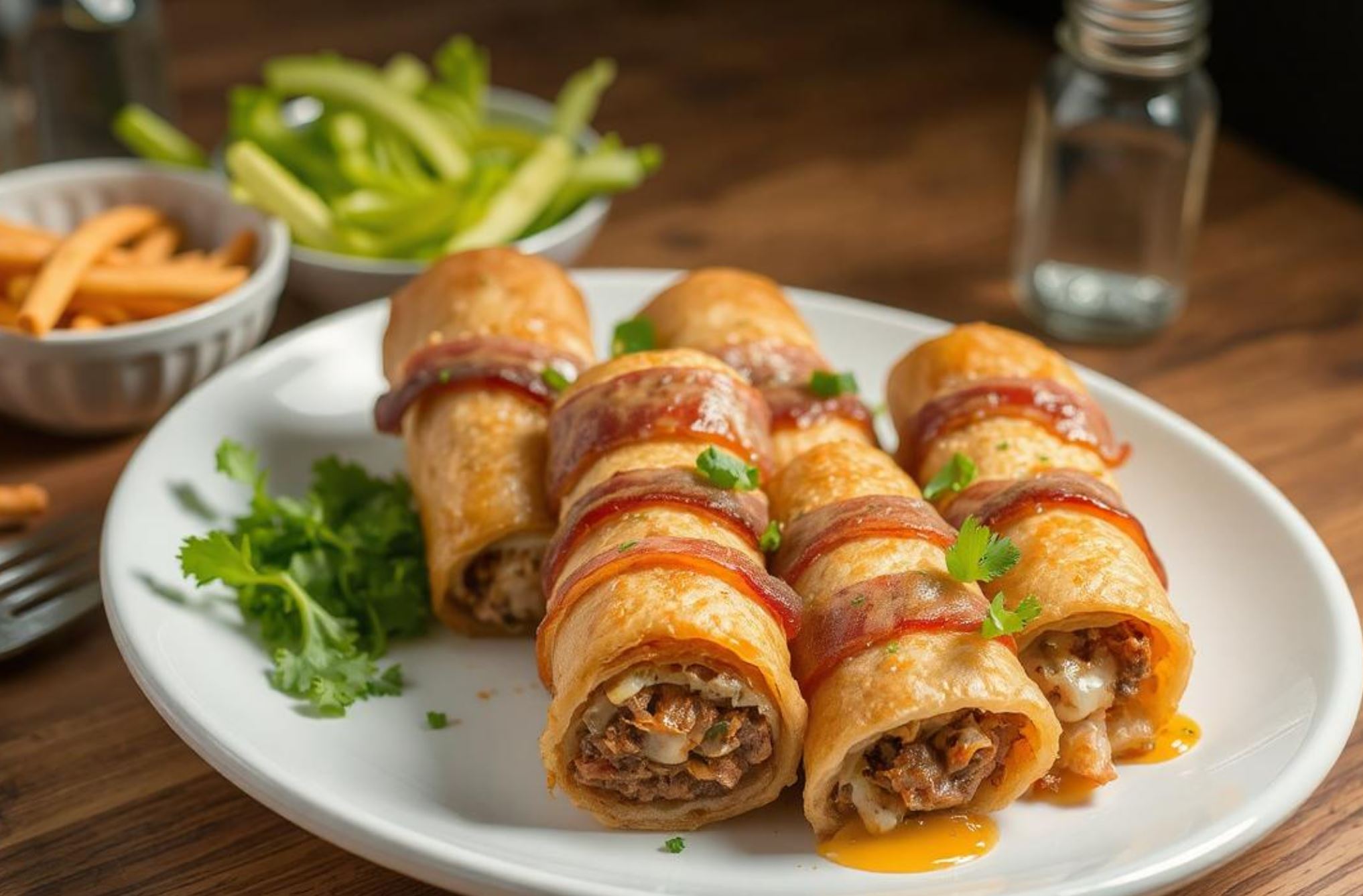 Garlic Butter Bacon Cheeseburger Rollups | Spoonful Of Smiles